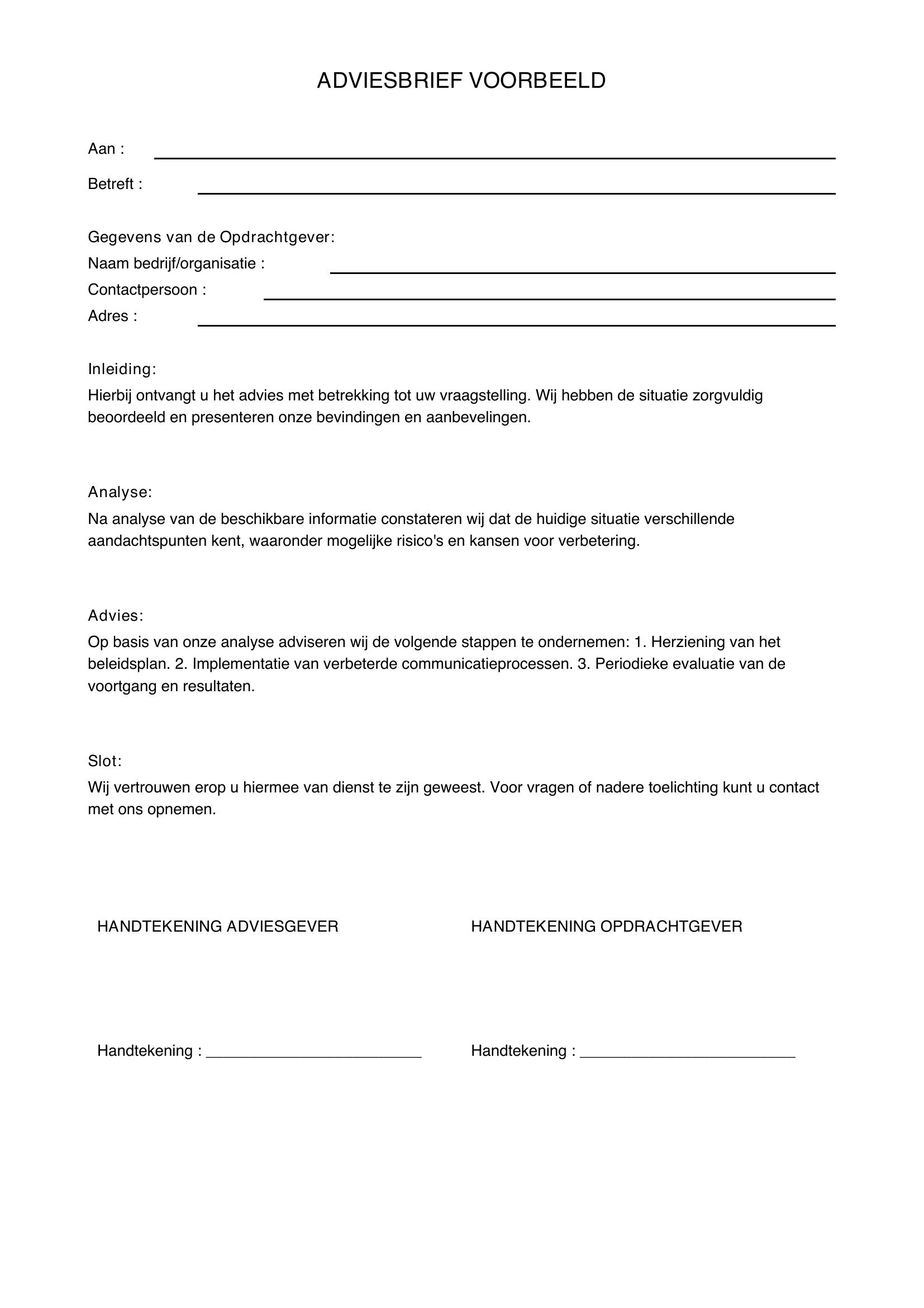 Adviesbrief Voorbeeld
